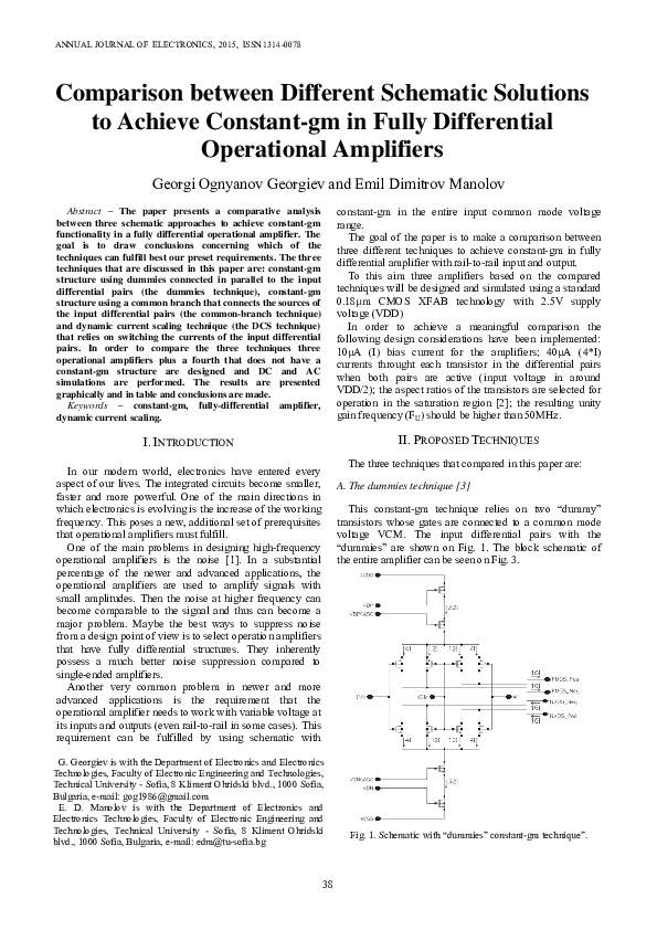 (PDF) Comparison between Different Schematic Solutions to Achieve Constant-gm in Fully ...