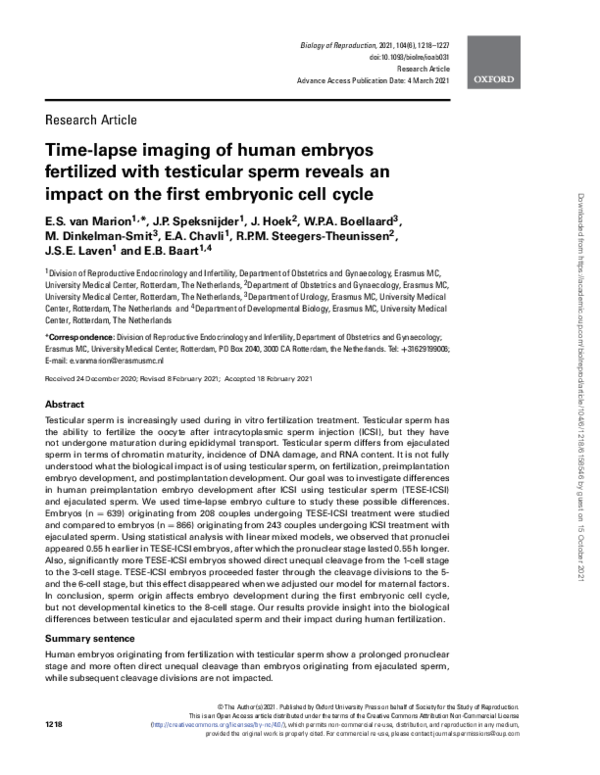 (PDF) Time-lapse imaging of human embryos fertilized with testicular ...
