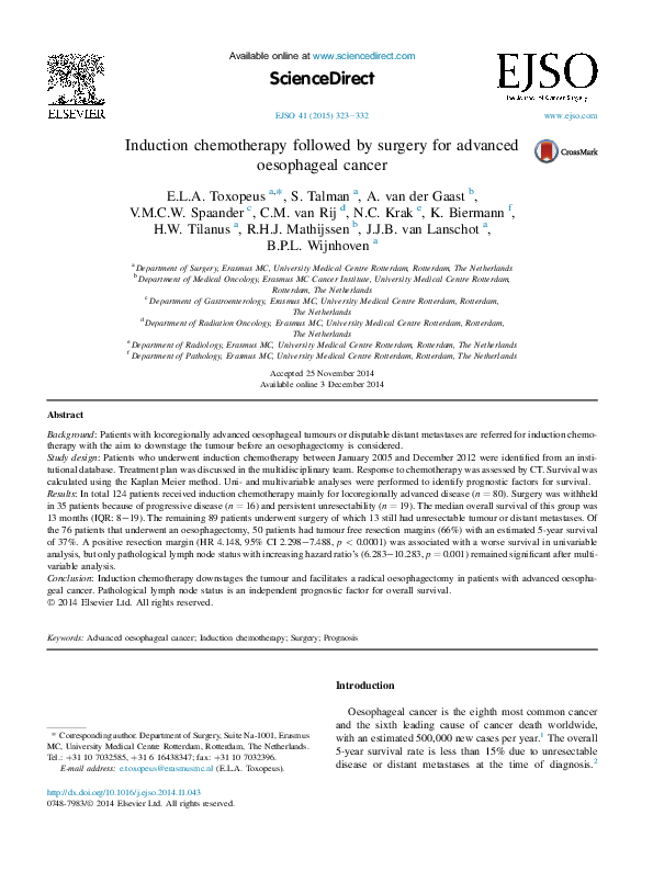(PDF) Induction chemotherapy followed by surgery for advanced ...