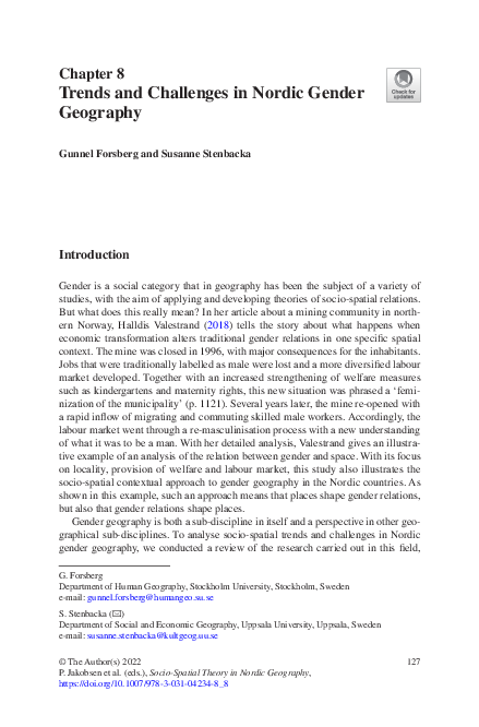 (PDF) Trends and Challenges in Nordic Gender Geography