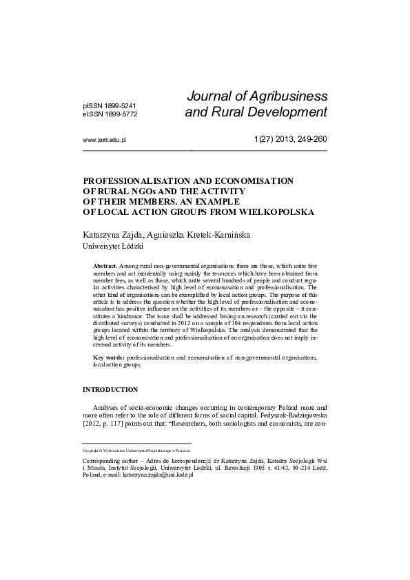 (PDF) Professionalisation and Economisation of Rural Ngo’s and the ...