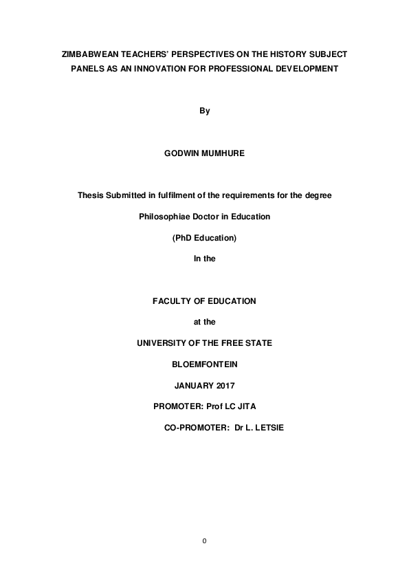 (PDF) Zimbabwean teachers' perspectives on the history subject panels ...