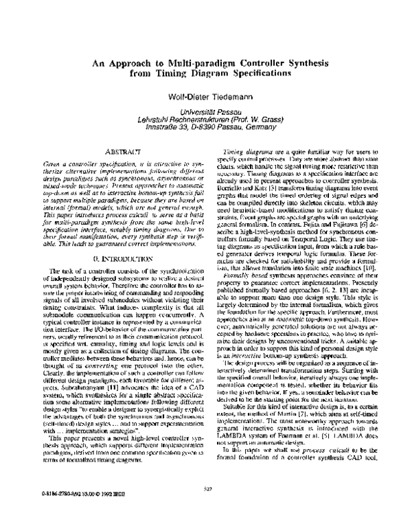 (PDF) Multi-Paradigm Controller Synthesis from Timing Diagrams