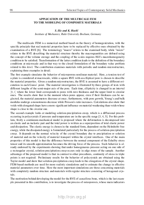 (PDF) Application of the multiscale FEM to the modeling of composite materials | Klaus Hackl ...