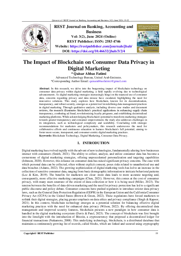 (PDF) The Impact of Blockchain on Consumer Data Privacy in Digital ...