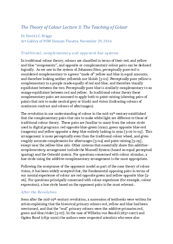 (PDF) The Theory of Colour Lecture 3: The Teaching of Colour