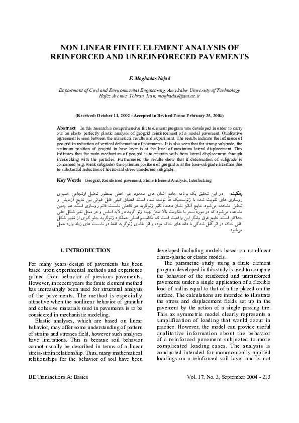 (PDF) Non Linear Finite Element Analysis of Reinforced and ...