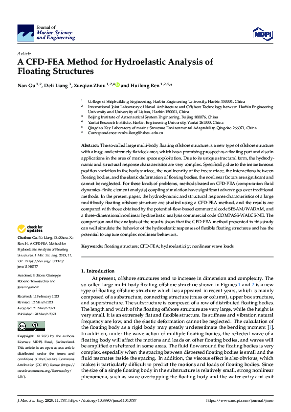 (PDF) A CFD-FEA Method for Hydroelastic Analysis of Floating Structures