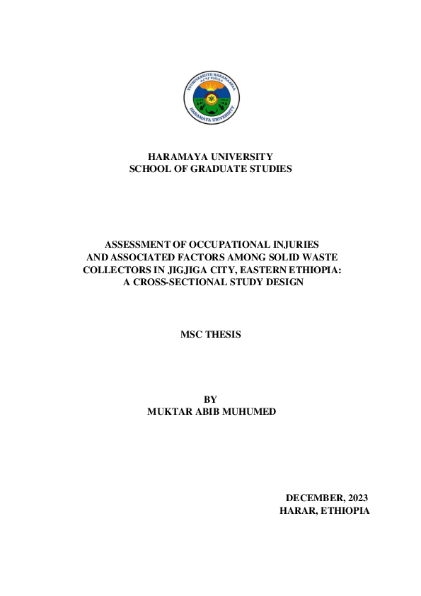 (PDF) Assessment of occupational injuries and associated factors among ...