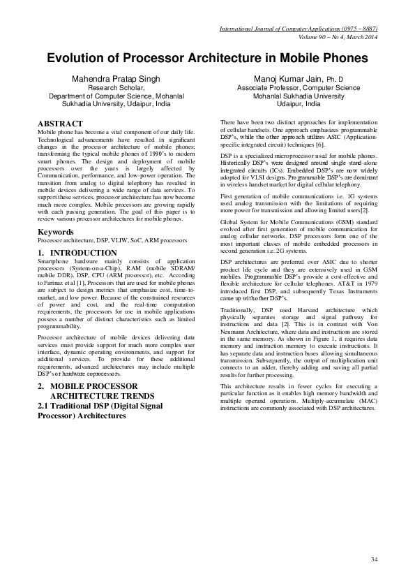 (PDF) Evolution of Processor Architecture in Mobile Phones