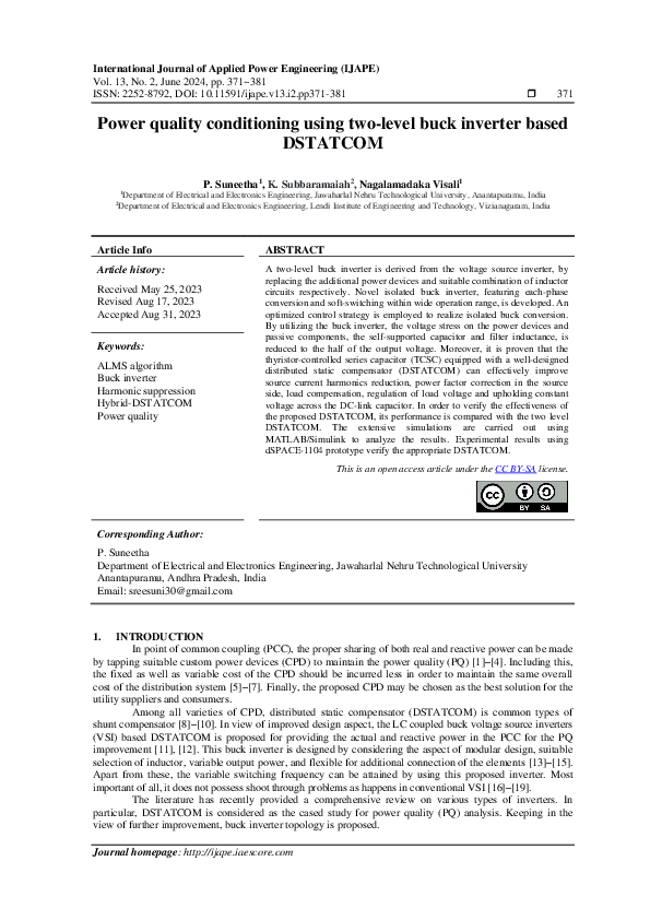 (PDF) Power quality conditioning using two-level buck inverter based DSTATCOM | International ...