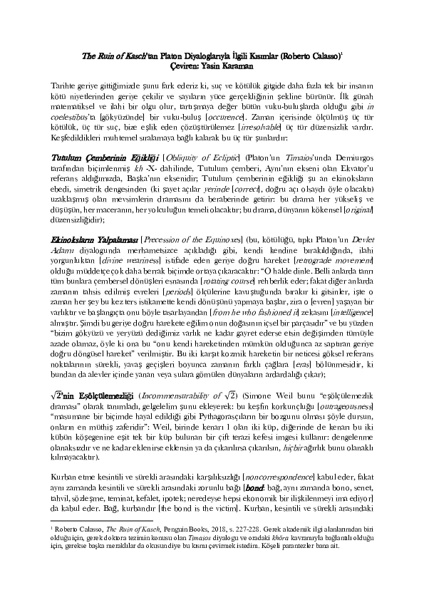 (PDF) The Ruin of Kasch'tan Platon Diyaloglarıyla İlgili Kısımlar ...