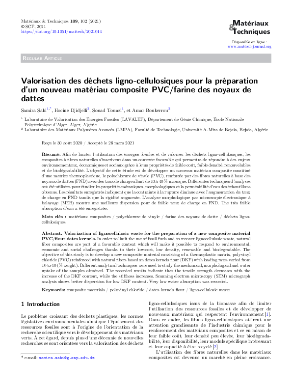 (PDF) Valorisation des déchets ligno-cellulosiques pour la préparation ...
