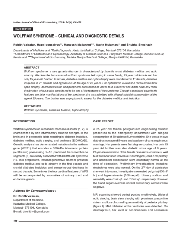(PDF) Wolfram syndrome — clinical and diagnostic details