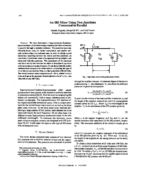 (PDF) An SIS mixer using two junctions connected in parallel | junji ...
