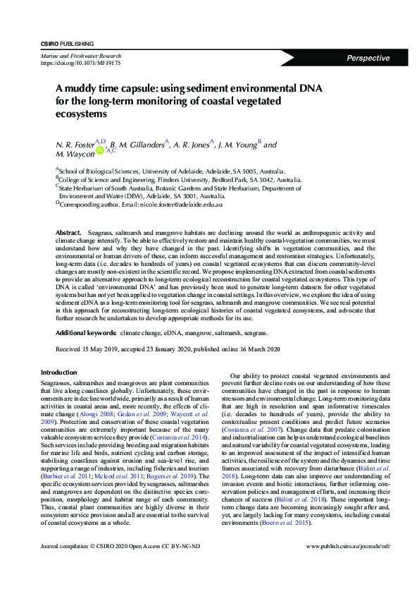 (PDF) A muddy time capsule: using sediment environmental DNA for the ...