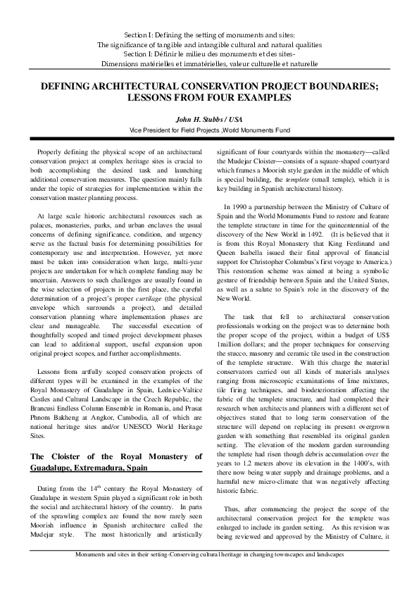 (PDF) Defining architectural conservation project boundaries; Lessons ...