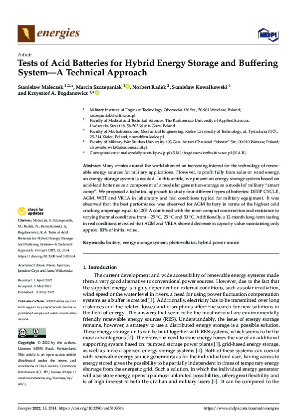 (PDF) Tests of Acid Batteries for Hybrid Energy Storage and Buffering ...