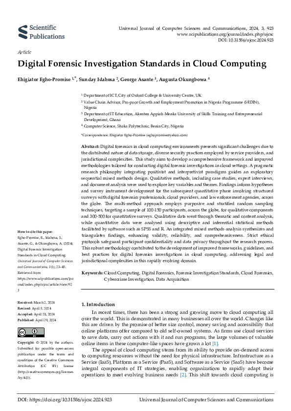 (PDF) Digital Forensic Investigation Standards in Cloud Computing