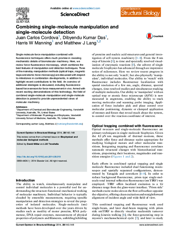 (PDF) Combining single-molecule manipulation and single-molecule detection