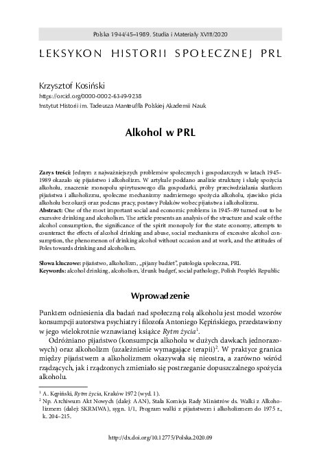 (PDF) Alkohol w PRL