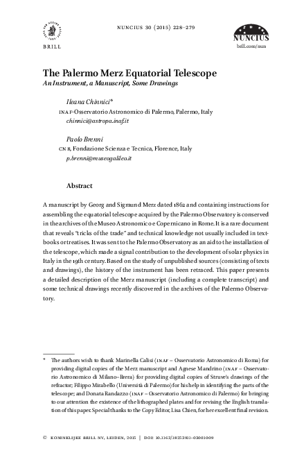 (PDF) The Palermo Merz Equatorial Telescope