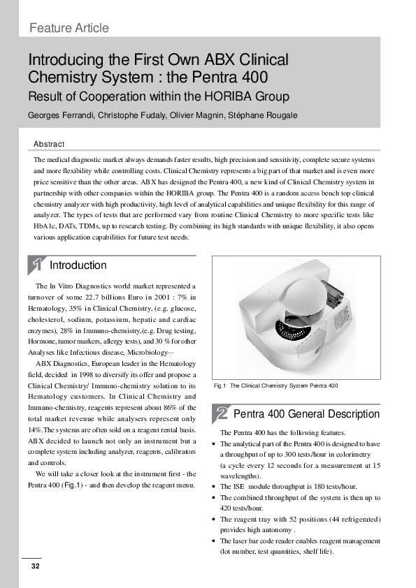 (PDF) Introducing the First Own ABX Clinical Chemistry System : the ...