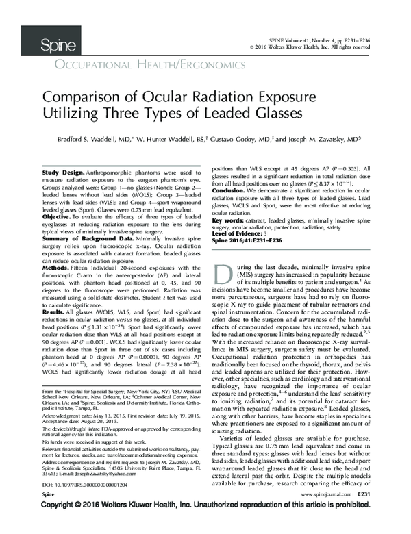 (PDF) Comparison of Ocular Radiation Exposure Utilizing Three Types of ...