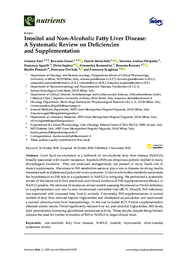 (PDF) Inositol and Non-Alcoholic Fatty Liver Disease: A Systematic Review on Deficiencies and ...
