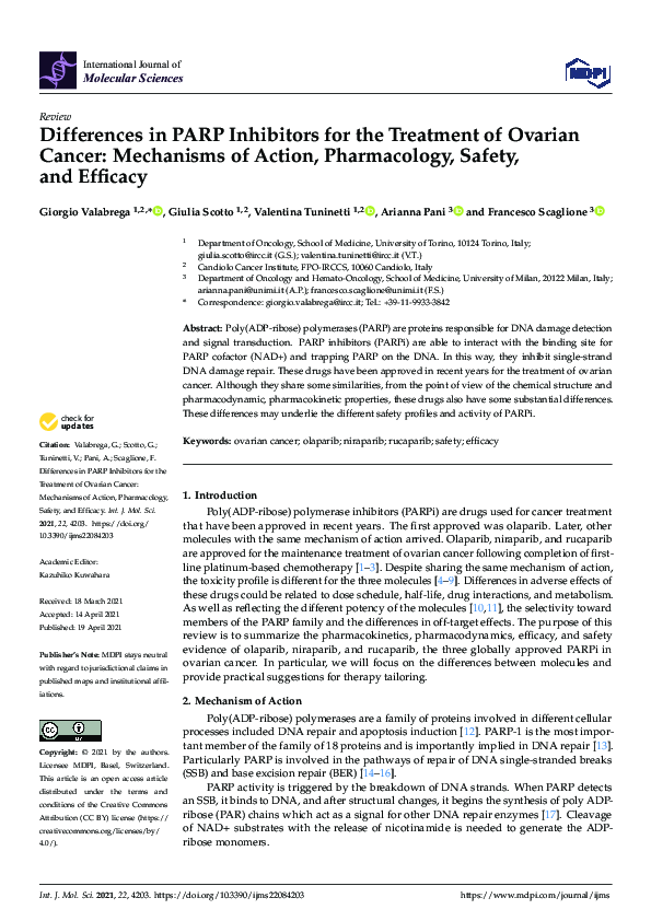 (PDF) Differences in PARP Inhibitors for the Treatment of Ovarian ...