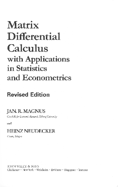 (PDF) Matrix differential calculus with applications in the multivariate linear model and its ...