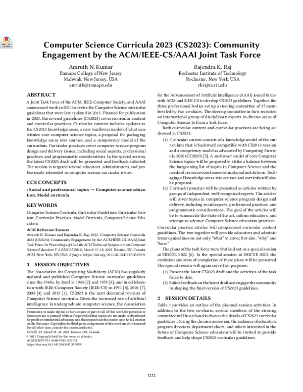 (PDF) Computer Science Curricula 2023 (CS2023)