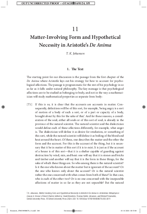 (PDF) Matter-Involving Form and Hypothetical Necessity in Aristotle’s ...