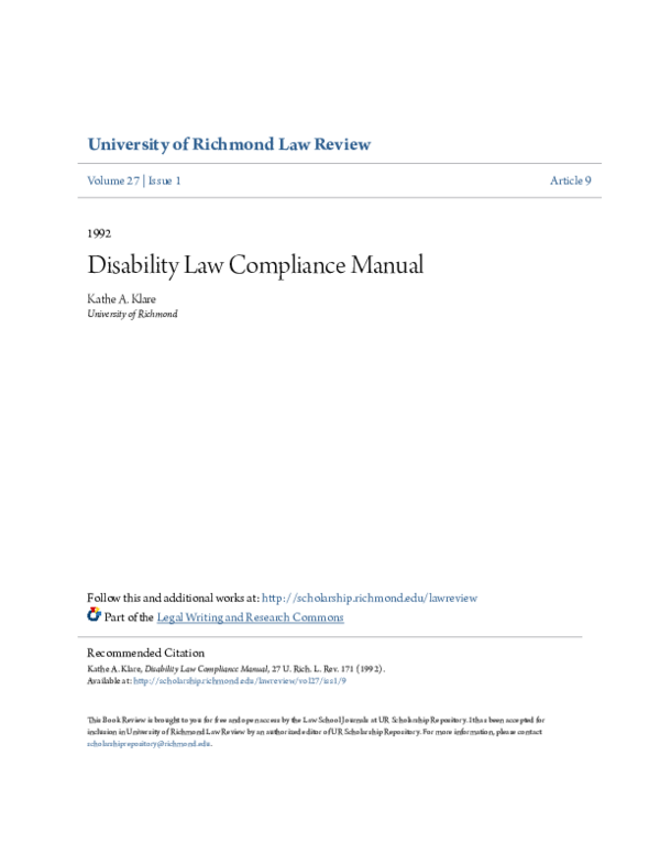 (PDF) Disability Law Compliance Manual