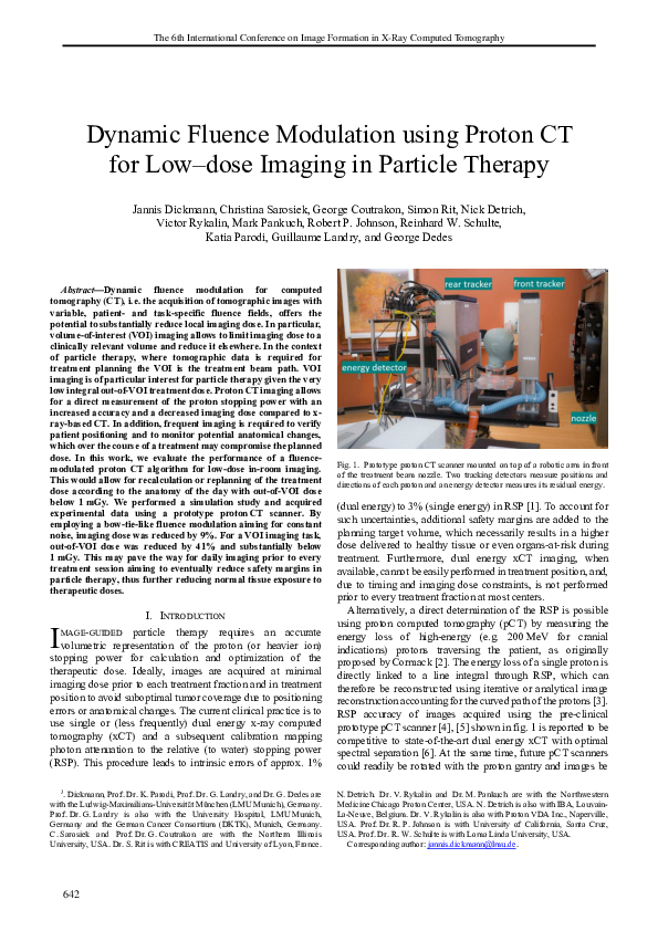 (PDF) Dynamic Fluence Modulation using Proton CT for Low-dose Imaging in Particle Therapy