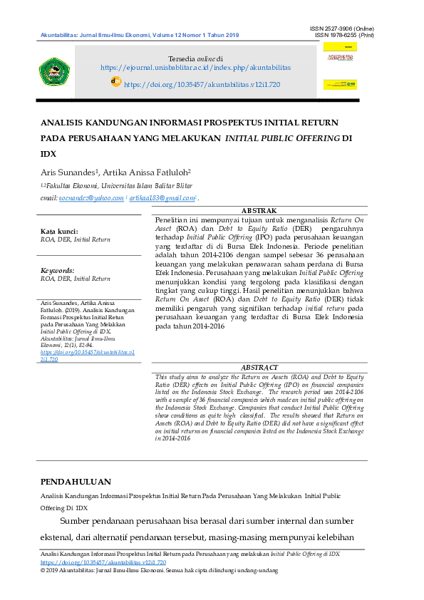 (PDF) Analisis Kandungan Informasi Prospektus Initial Return Pada ...