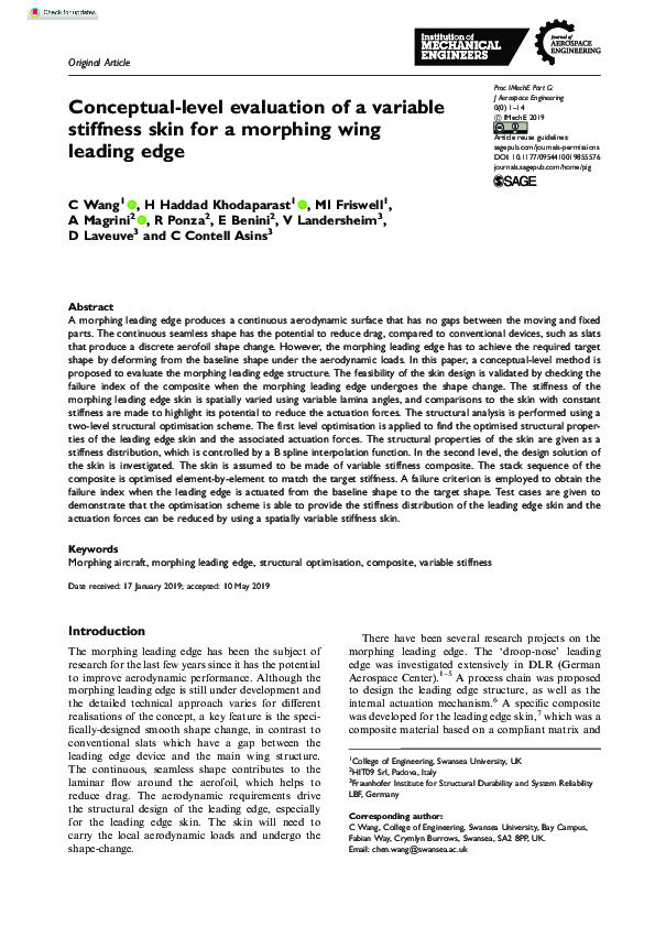 (PDF) Conceptual-level evaluation of a variable stiffness skin for a morphing wing leading edge