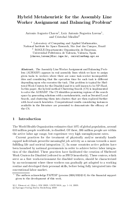 (PDF) Hybrid Metaheuristic for the Assembly Line Worker Assignment and Balancing Problem ...