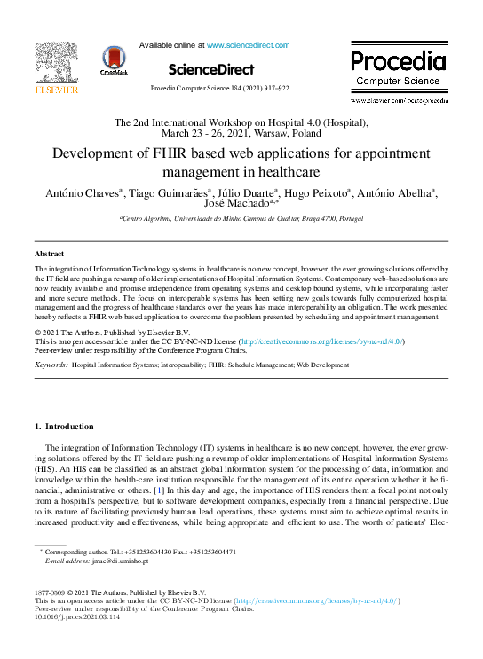 (PDF) Development of FHIR based web applications for appointment ...