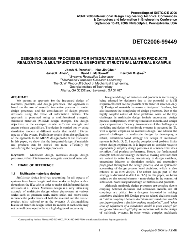 (PDF) Designing Design Processes for Integrated Materials and Products ...