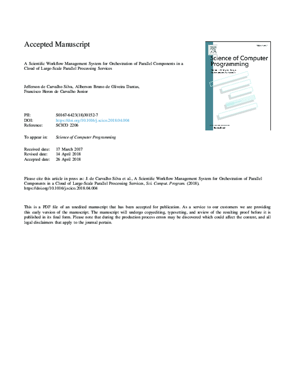 (PDF) A Scientific Workflow Management System for orchestration of parallel components in a ...
