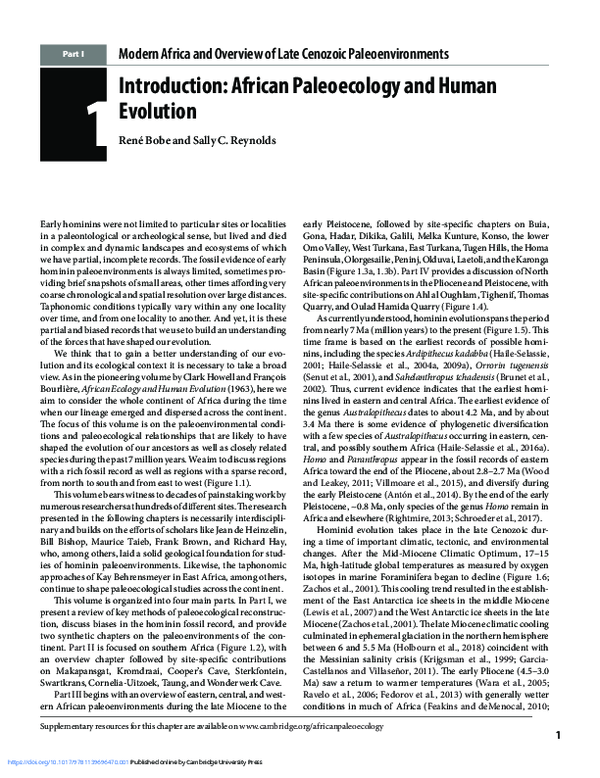 (PDF) Introduction: African Paleoecology and Human Evolution