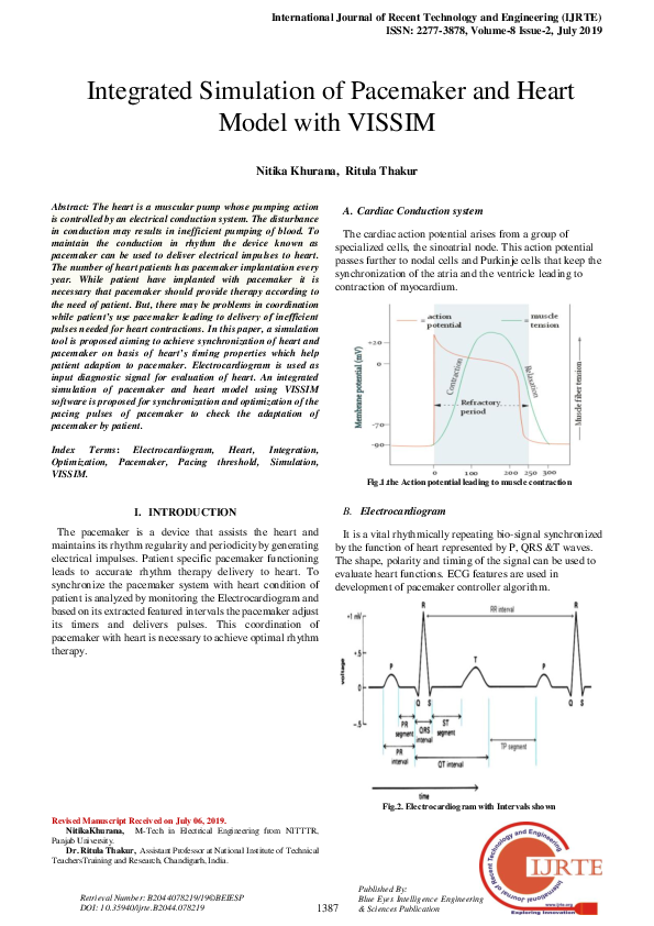 (PDF) Integrated Simulation of Pacemaker and Heart Model with VISSIM