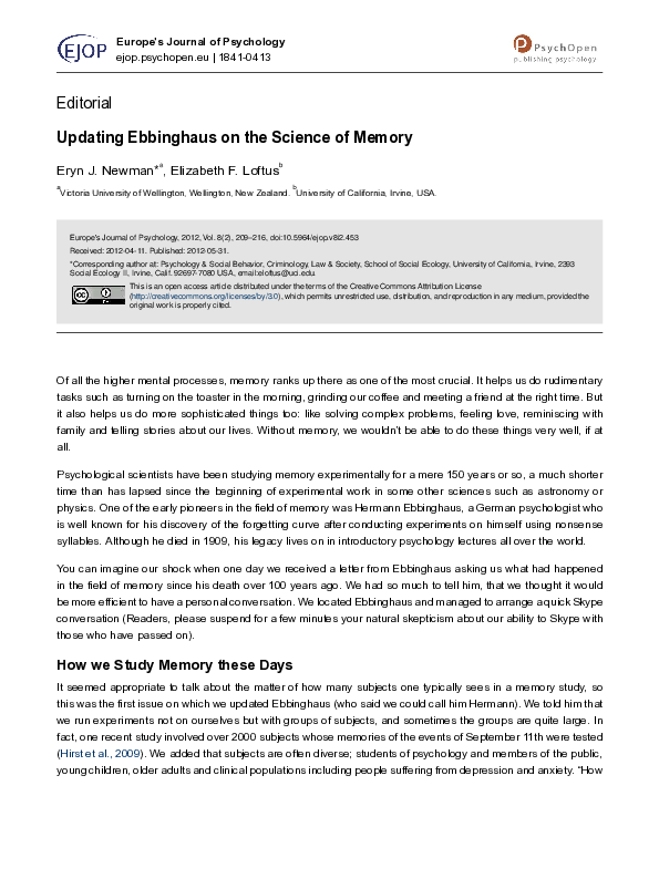(PDF) Updating Ebbinghaus on the Science of Memory