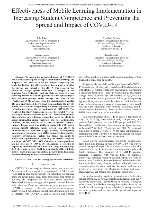 (PDF) Effectiveness of Mobile Learning Implementation in Increasing Student Competence and ...