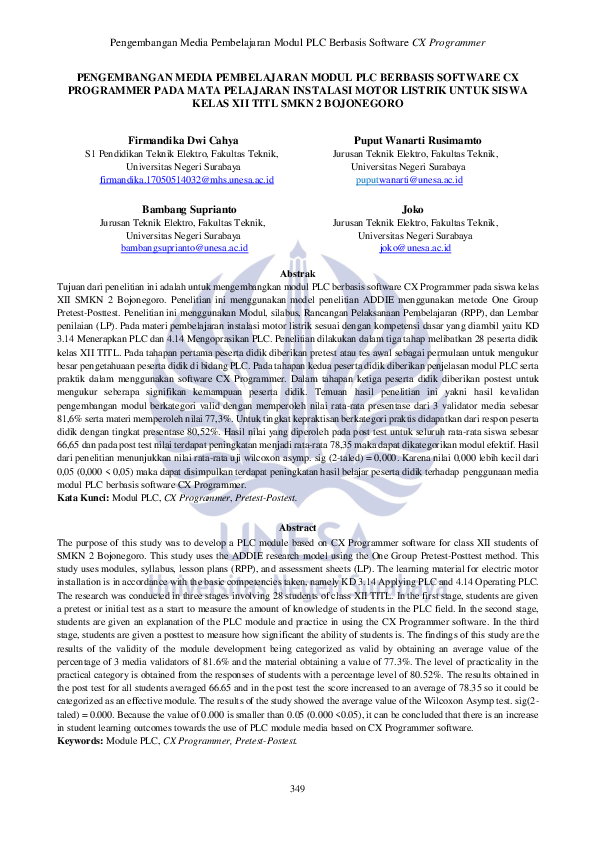 (PDF) Pengembangan Media Pembelajaran Modul PLC Berbasis Software CX Programmer Pada Mata ...