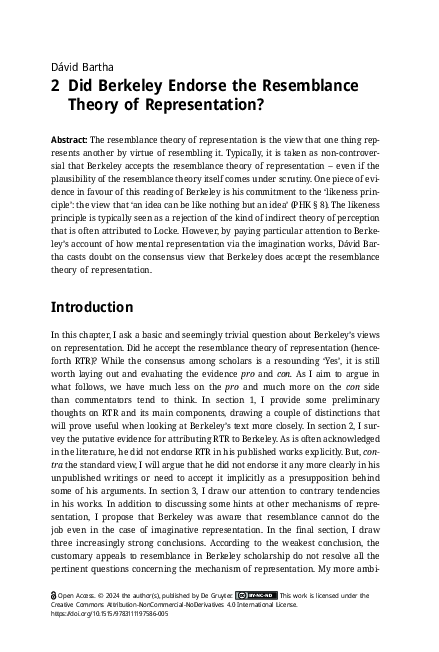 (PDF) Did Berkeley Endorse the Resemblance Theory of Representation?