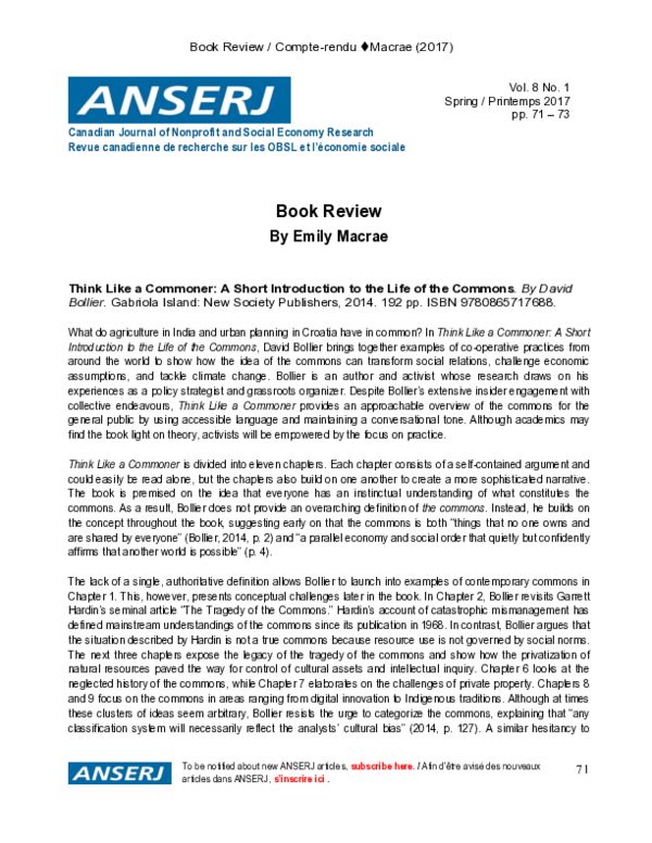 (PDF) Think Like a Commoner: A Short Introduction to the Life of the ...