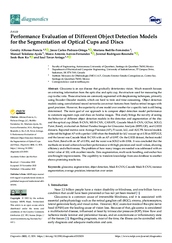 (PDF) Performance Evaluation of Different Object Detection Models for the Segmentation of ...