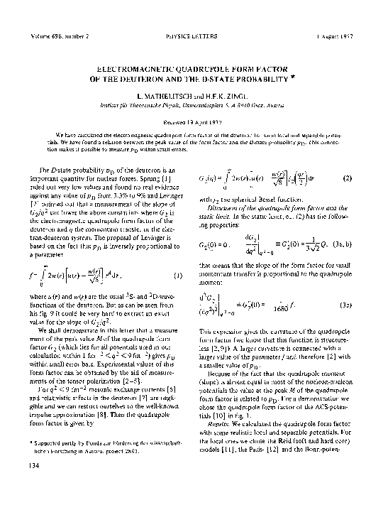 (PDF) Electromagnetic quadrupole form factor of the deuteron and the D ...